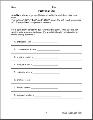 Suffixes - ION/TION Rules and Practice I abcteach.com