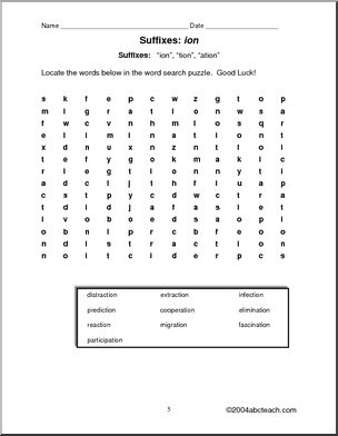 Suffixes - ION/TION Rules and Practice I abcteach.com