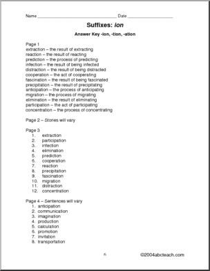 Suffixes - ION/TION Rules and Practice I abcteach.com