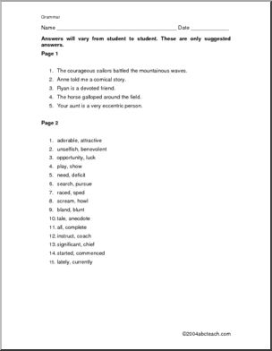 Synonyms Worksheet I abcteach.com