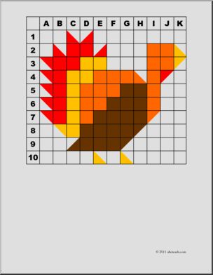 Turkey (elem) Grid Coloring – Abcteach