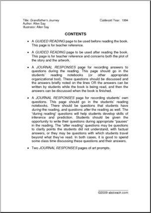 Grandfather's Journey (primary) Guided Reading I abcteach.com