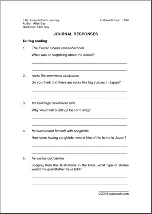 Grandfather's Journey (primary) Guided Reading I abcteach.com