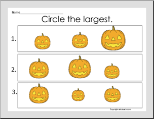 Largest/Smallest Items - Ordering - Pumpkin Math - Pre K Seasonal ...