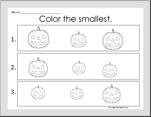 Largest/Smallest Items - Ordering - Pumpkin Math - Pre K Seasonal ...