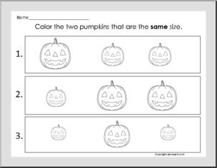 Largest/Smallest Items - Ordering - Pumpkin Math - Pre K Seasonal ...