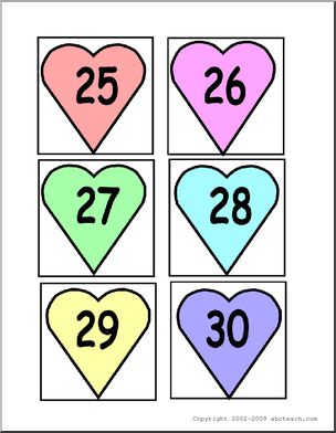 Calendar Hears with Numbers 1-31 - Math Symbols Include - Math Games ...