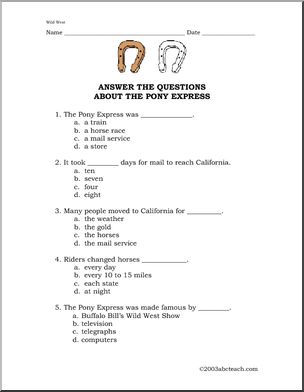 Mini-Unit: Pony Express (elementary) – Abcteach