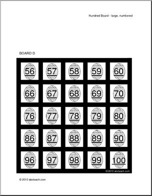 Hundred Board: Easter Egg Hundred Counting Board (b/w) (k-1) – Abcteach