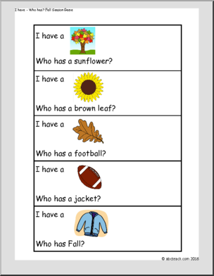 "I Have, Who Has" Fall Game, Fall Themed Games, Printable Fall Games