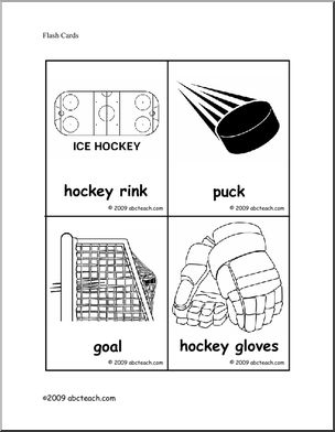 Flashcards: Sports – Ice Hockey (b/w) – Abcteach
