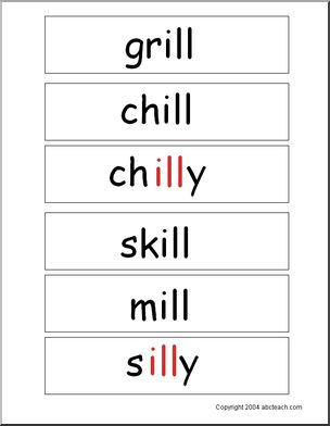 "ill" words' Word Wall I abcteach.com