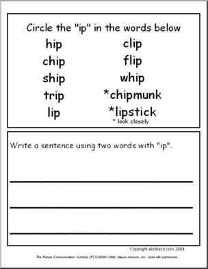 “ip” words (version 2) Word Family Booklet – Abcteach