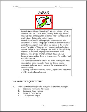 Comprehension: Japan – Abcteach