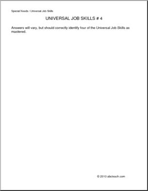 Special Needs: Recognizing Universal Job Skills 4: Practice (secondary ...