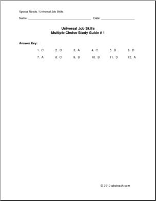 Special Needs: Recognizing Universal Job Skills: Study Guide 1 ...