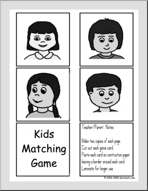 Memory Game: : Kids (b/w) | Abcteach