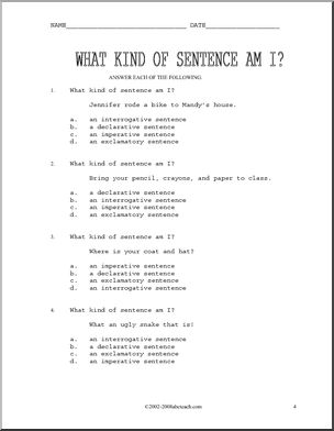 Sentence Types (elem/upper elem/middle) Rules and Practice – Abcteach