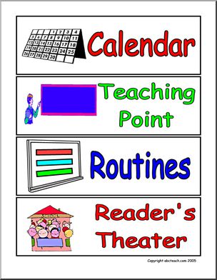 Daily Schedule Cards Labels Clipart for Students - Daily Routine Labels