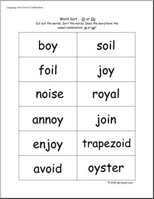 Phonics: Vowel Combinations oi-oy Activities (primary) | Abcteach