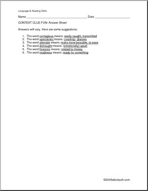Context Clues (upper elem) Worksheet – Abcteach