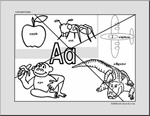 Letter Puzzle: Letter A - guide (b/w) | Abcteach