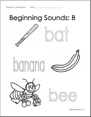Beginning Sounds Poster: Letter B – Abcteach