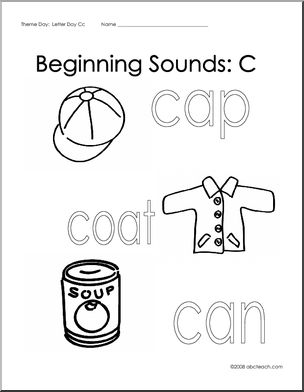 Beginning Sounds Poster: Letter C – Abcteach