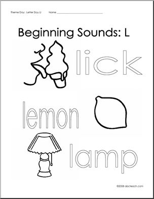 Beginning Sounds Poster: Letter L – Abcteach