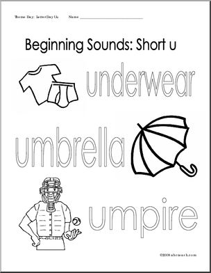 Beginning Sounds Poster: Letter U – Abcteach