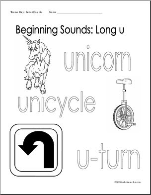 Beginning Sounds Poster: Letter U – Abcteach