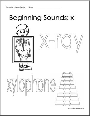 Beginning Sounds Poster: Letter X | Abcteach