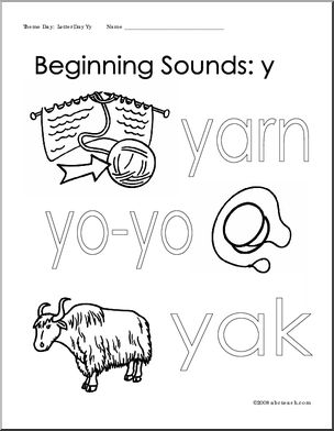 Beginning Sounds Poster: Letter Y – Abcteach