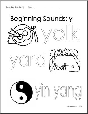 Beginning Sounds Poster: Letter Y – Abcteach