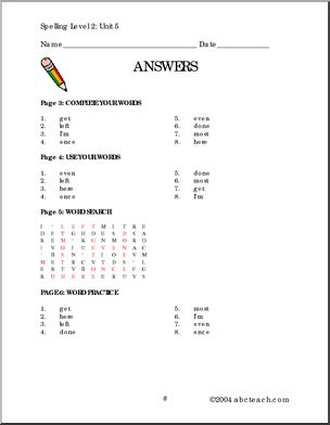 Level 2, unit 5 High Frequency Spelling – Abcteach