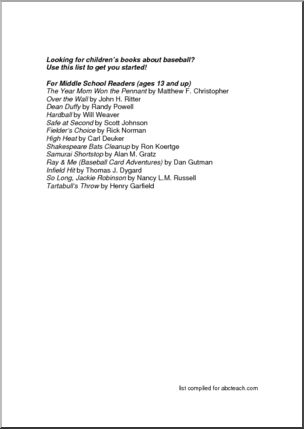 Book List: Baseball Books – Abcteach