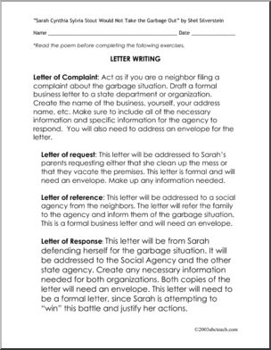 Sarah Cynthia Sylvia Stout Would Not Take the Garbage Out (upper elem ...