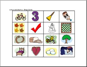 Long and Short E Vowel Sounds (color) Bingo Cards I abcteach.com