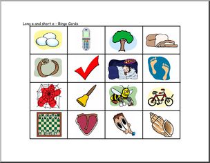Long and Short E Vowel Sounds (color) Bingo Cards I abcteach.com