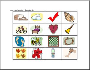 Long and Short E Vowel Sounds (color) Bingo Cards I abcteach.com
