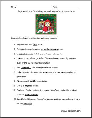 French: ComprÃˆhension de lecture/exercice--Le Petit Chaperon Rouge ...