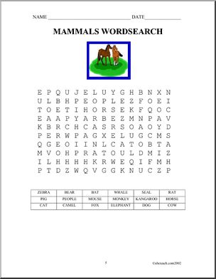 Comprehension: Mammals (elem/upper elem) | Abcteach