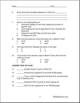 Map Skills: Road Map 5 | Abcteach