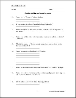 Map Skills: Colorado – Abcteach