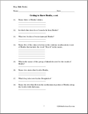 Map Skills: Florida | Abcteach