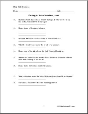 Map Skills: Louisiana – Abcteach