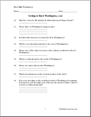 Map Skills: Washington | Abcteach