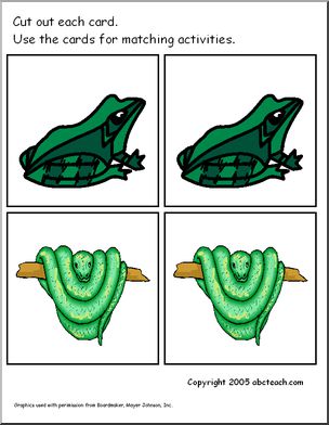 Matching: Reptiles & Amphibians (pre k-primary) – Abcteach