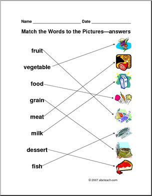 Worksheet: Matching Food | Abcteach