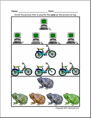 Worksheet: Which picture is the same? (mixed, color) – Abcteach